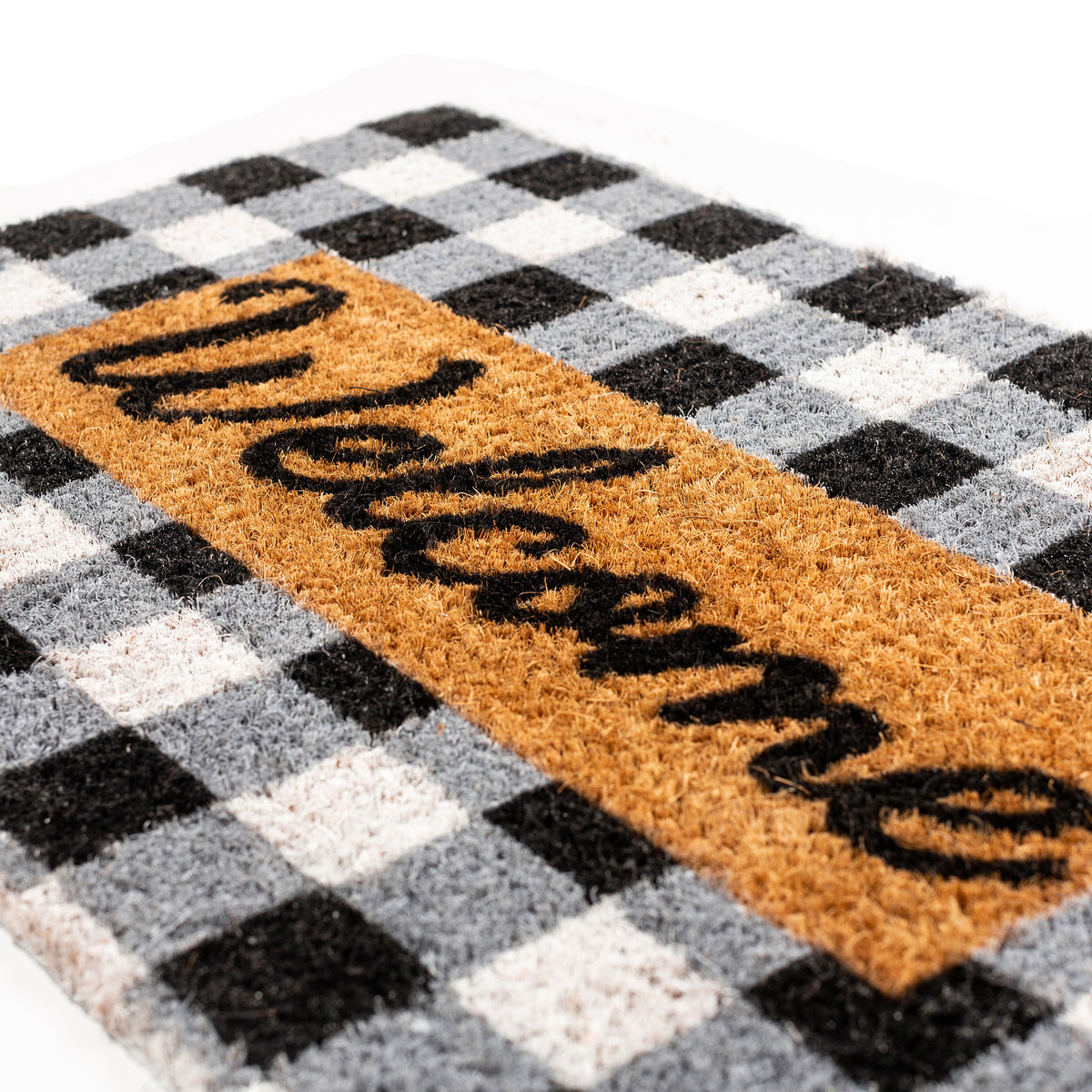 "Welcome" Buffalo Plaid Coir Doormat – Ninamar Brand